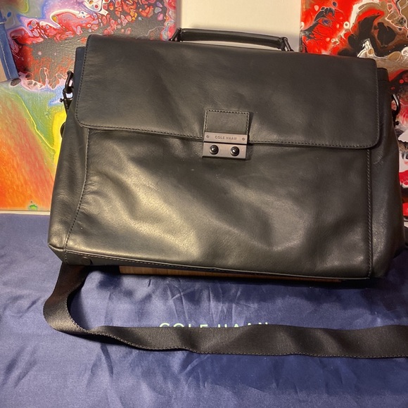 Cole Haan soft leather briefcase in black leather Briefcases